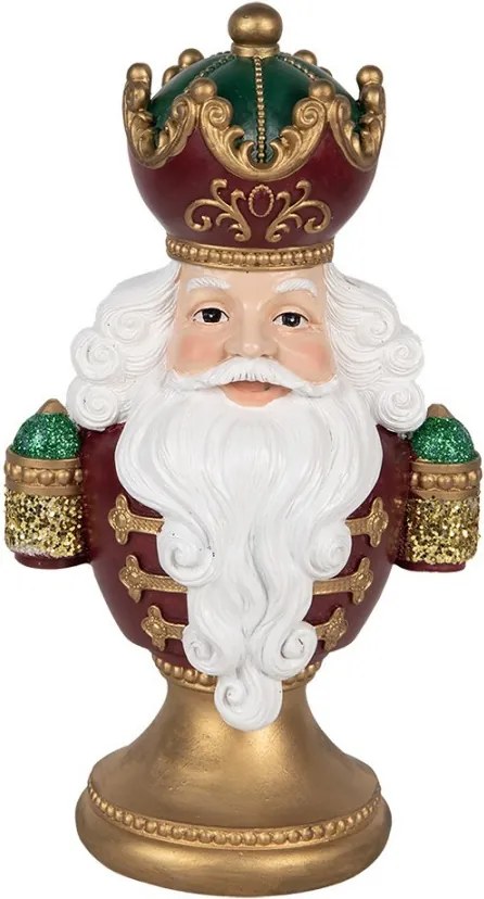 Červeno-zlatá vánoční dekorace busta Santa Claus - 15*10*26 cm