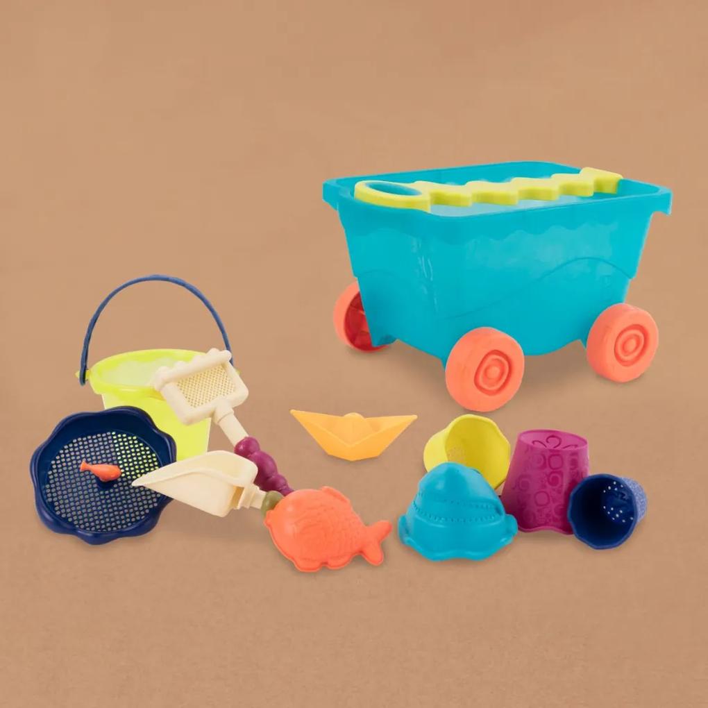 Vozík s hračkami na písek modrý