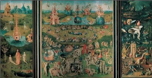 Obraz, Reprodukce - Zahrada pozemských rozkoší, 1503-04, Hieronymus Bosch, (100 x 50 cm)