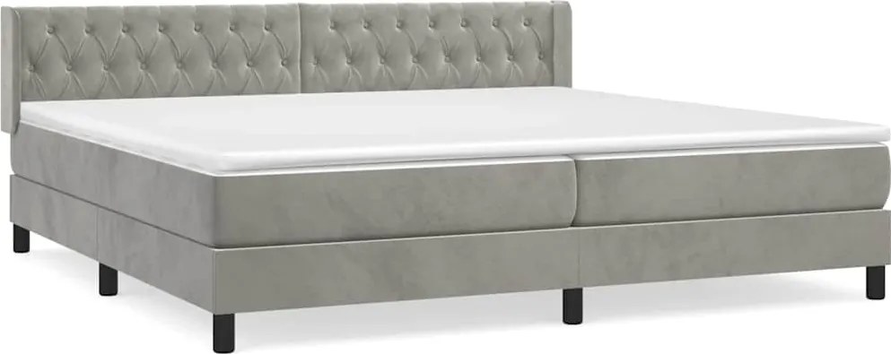 Box spring postel s matrací světle šedá 200x200 cm samet 3131159