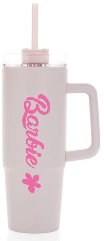 BARBIE - světle růžový cestovní hrnek s průhledným víčkem 900 ml