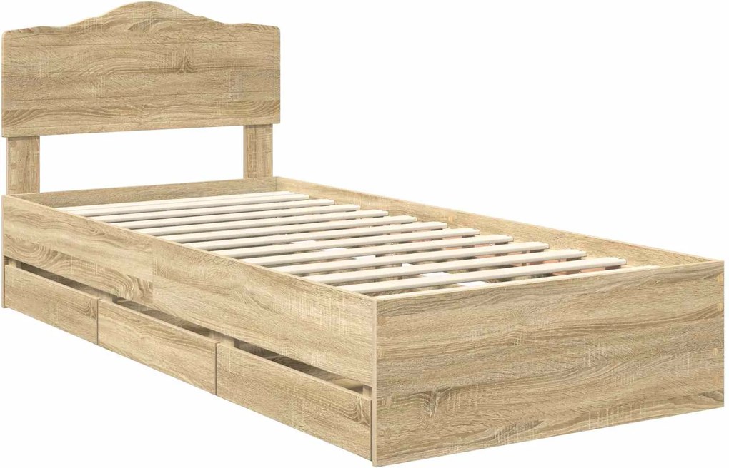 Rám postele s čelo Sonoma dub 100 x 200 cm Inženýrské dřevo 3413035