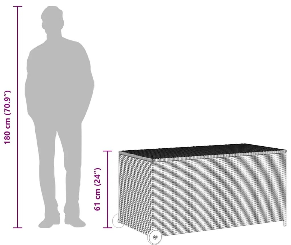 vidaXL Marketos Zahradní úložný box černý 120x 65 x 61 cm polyratan