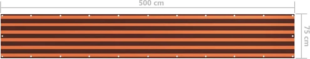 Balkónová zástěna oranžovo-hnědá 75 x 500 cm oxfordská látka 134926