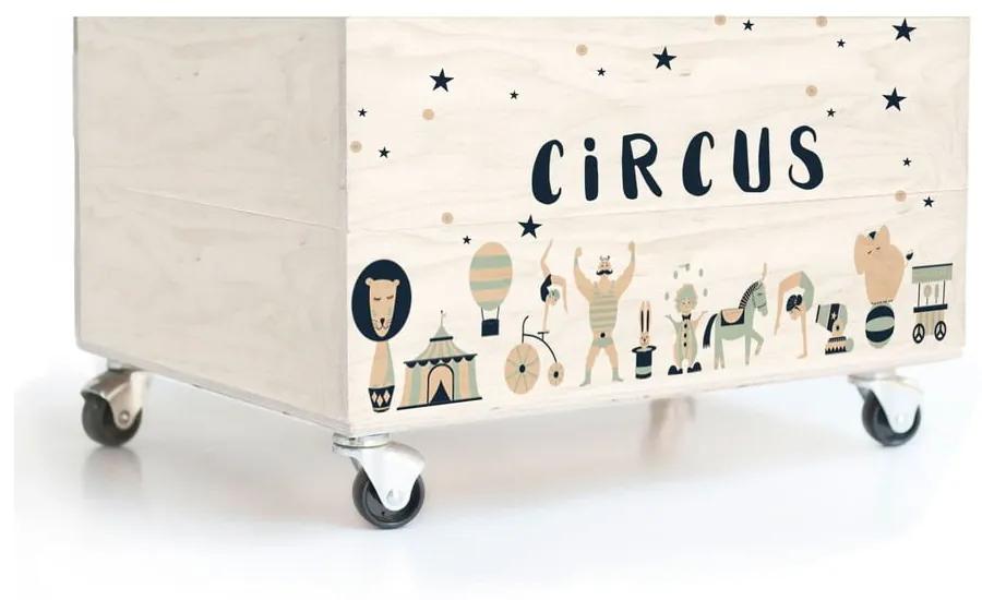 Dětský borovicový úložný box na kolečkách Folkifreckles Circus Crew