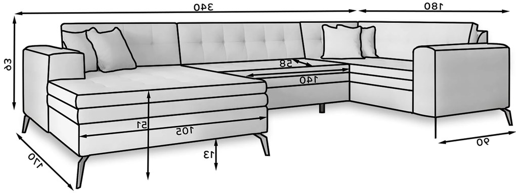 Eltap Sedací souprava Montez Materiál a barva potahu: Flores 4 - šedá, Orientace: levá