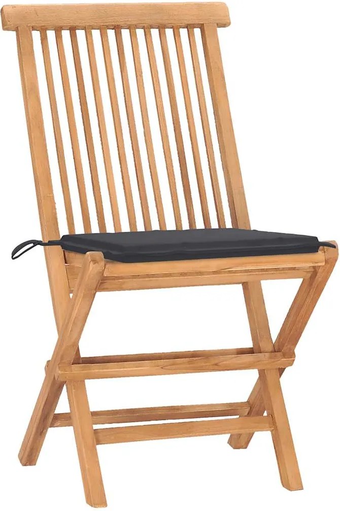 3dílný skládací zahradní jídelní set s poduškou masivní teak 3063171