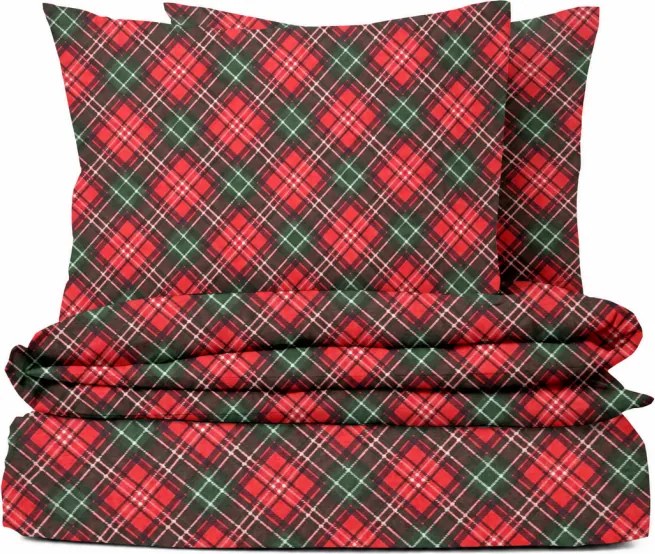 Ervi FLANELOVÉ bavlněné povlečení - Vánoční Tartan