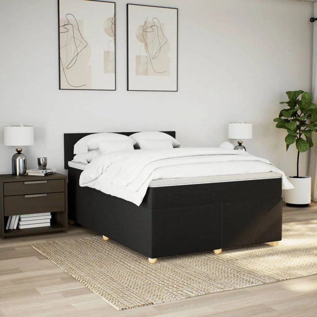 Box spring postel s matrací černá 140 x 190 cm textil 3288970