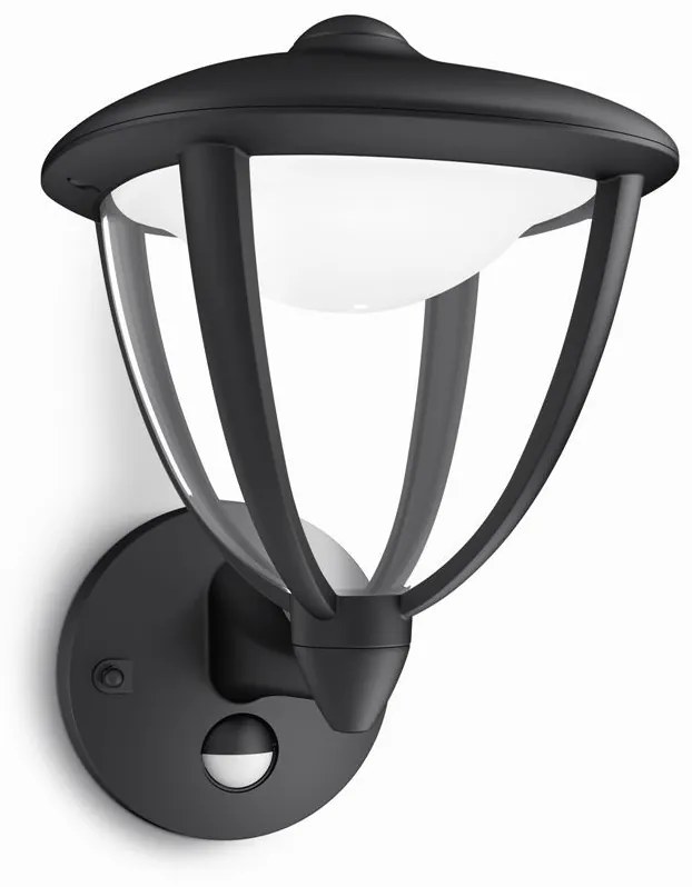 LED Venkovní nástěnné svítidlo Philips Robin s pohybovým čidlem 15479/30/16 černé
