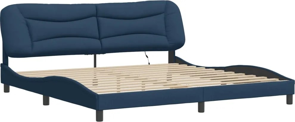 Rám postele s LED bez matrace Hvar Modrá 200x200 cm Látka 3213731