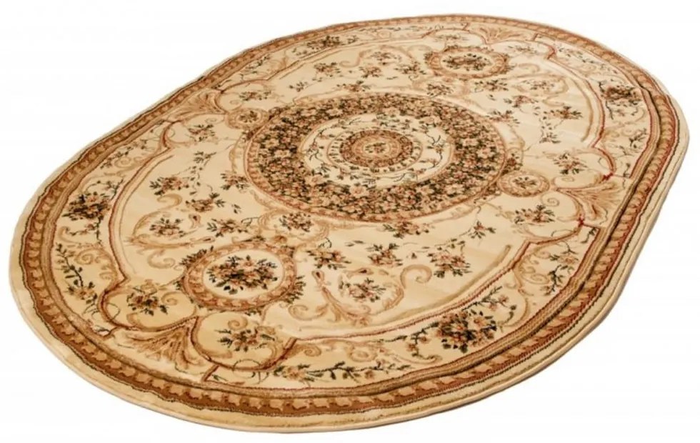 Kusový koberec klasický vzor 3 béžový ovál 160x220cm