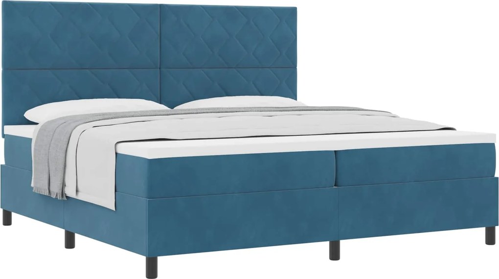 Postel s boxspringem s čelo Tmavě modrá 200 x 200 cm samet 3339924