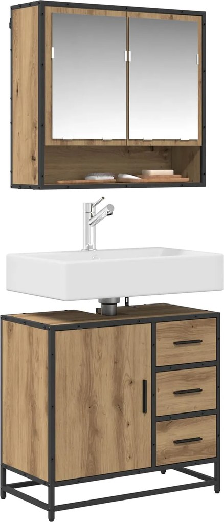 Sada koupelnového nábytku 2 ks Artisanový dub 65 x 33 x 60 cm 3402507