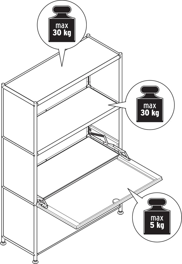 Tchibo - Kovová komoda »Cn3 Slim Line« se 2 přemístitelnými výklopnými dvířky - barva: šedá