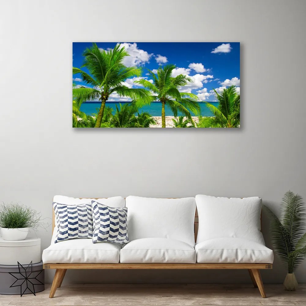 Obraz na plátně Moře Palma Stromy Krajina 125x50 cm