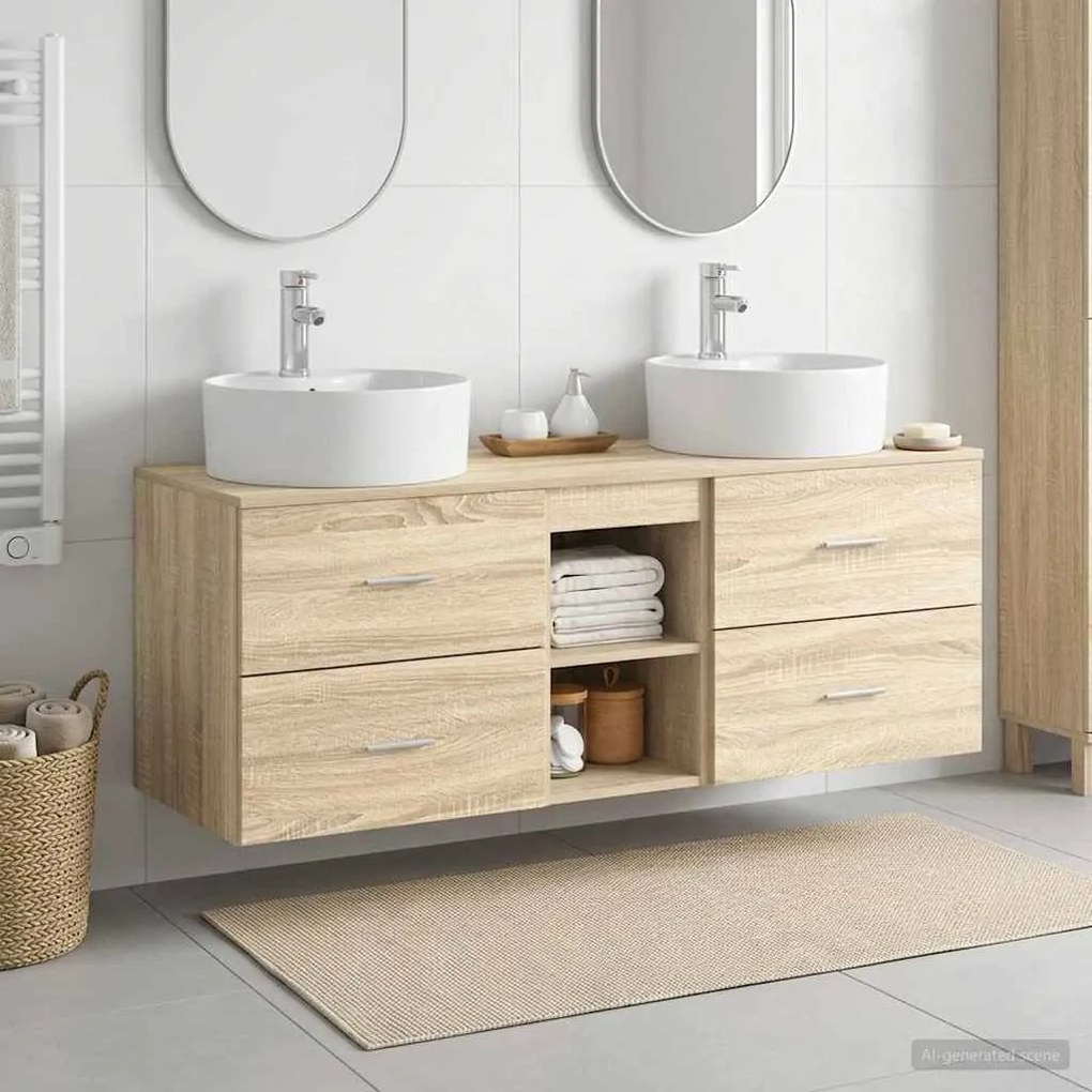 Sada koupelnových skříněk 3 ks Dub sonoma 49,5 x 44,5 x 65 cm 3405877