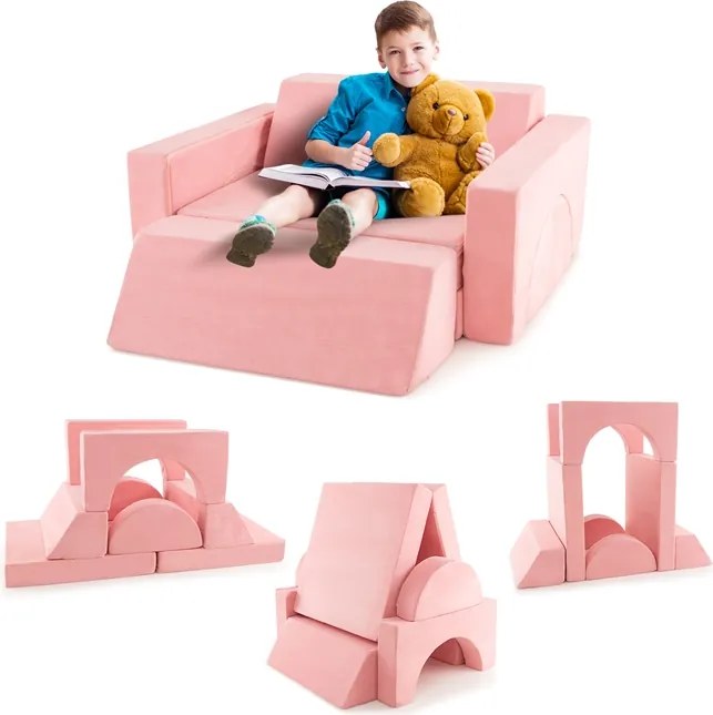 Costway Modulární dětská pohovka Play Sofa Modulární pohovka s odnímatelným