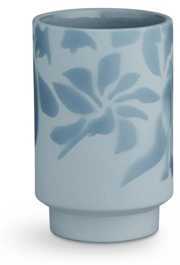 KÄHLER Keramická váza Kabell Dusty Blue 12,5 cm, modrá barva, šedá barva, keramika