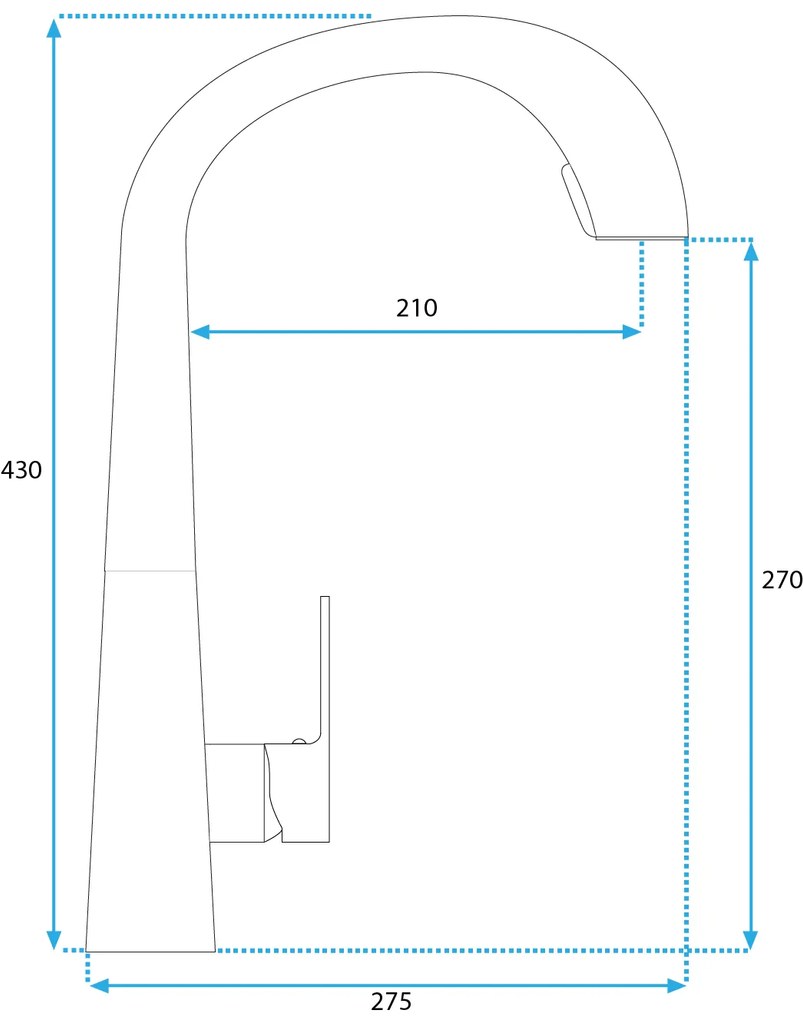 řezová baterie REA ROSS s výsuvnou sprškou, černá mat