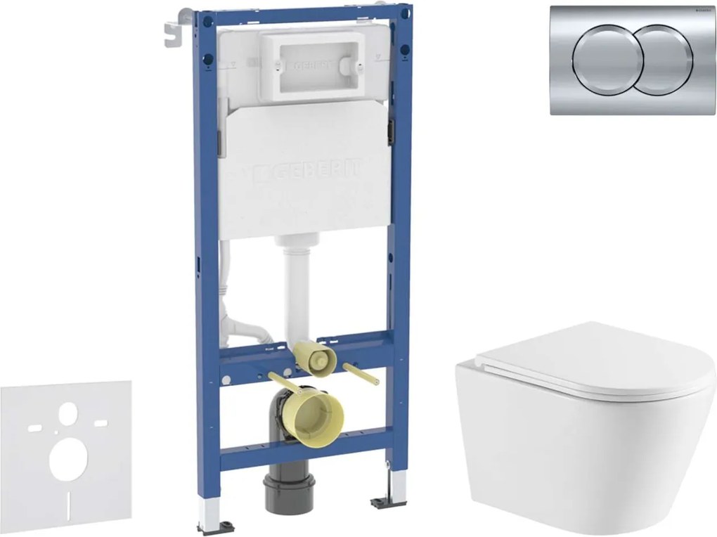 Geberit Duofix - Set předstěnové instalace, klozetu Nefia a sedátka softclose, tlačítko Delta01, lesklý chrom SANI11CA1163