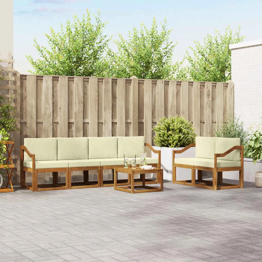 Venkovní pohovková souprava 7 ks Přirozená a Krémová 3366058