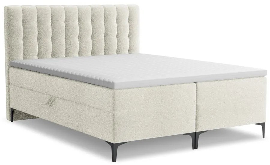 Béžová boxspring postel s úložným prostorem 180x200 cm Puhala – Makamii
