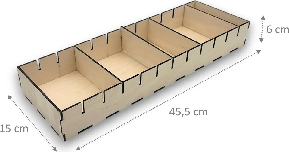 usporadejto.cz Organizér do šuplíku s přepážkami, vložka do zásuvky, dřevěný VASKY, 45,5 x 15 x 6 cm