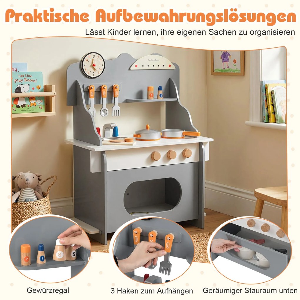 Costway Dětská kuchyňka na hraní s kompletním příslušenstvím pro panenky krávy