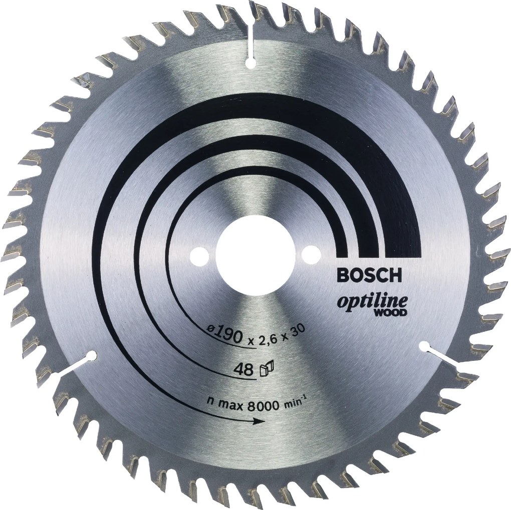 Bosch Accessories Pilový kotouč Optiline Wood - 190 x 30 x 2,6 mm, 48 2608640617 Dostupné varianty: Pilový kotouč Bosch Optiline Wood 190x30 mm/36z.