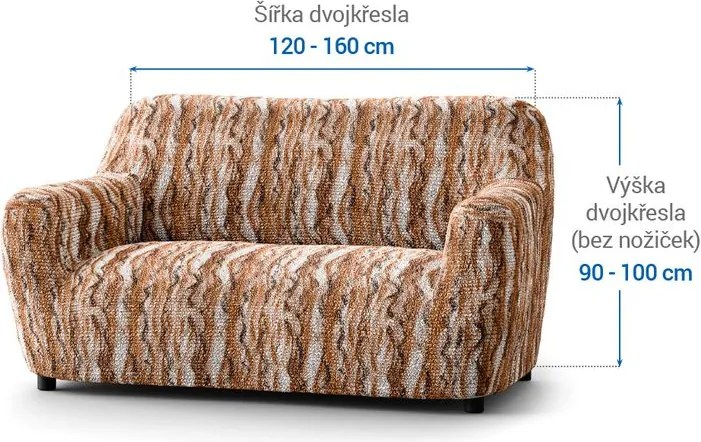 Bielastické potahy OCEANO NOVÉ cihlové dvojkřeslo (š. 120 - 160 cm)
