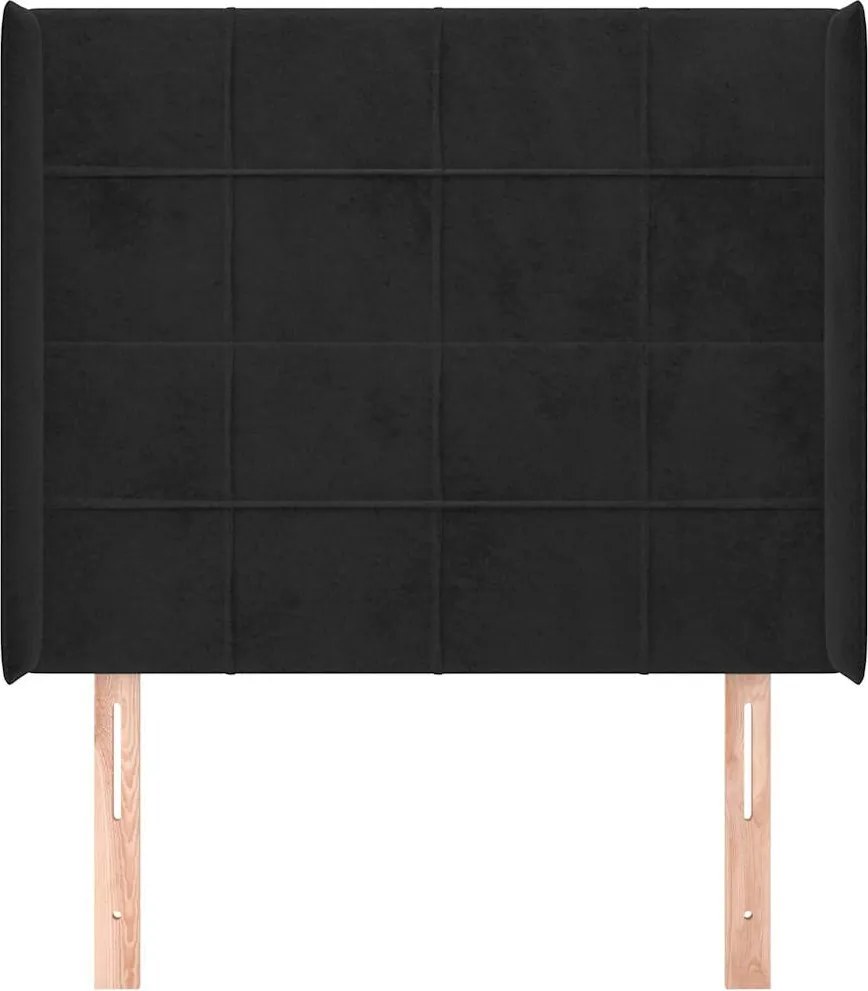 Čelo postele typu ušák černé 93x16x118/128 cm samet 3119618