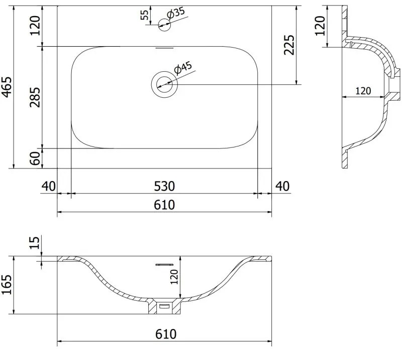 Mexen Vela, umyvadlo na zapuštění 61 x 46,5 cm, bílá matná, 25236001