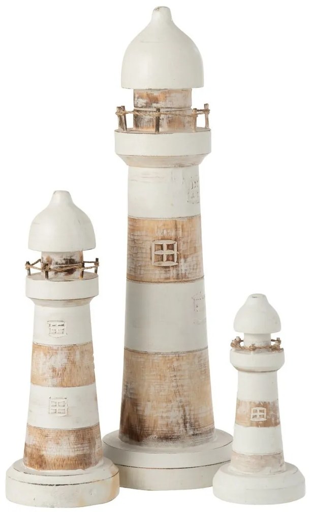 Dřevěná dekorace maják Lighthouse Alabasia Wood M - Ø10*25cm