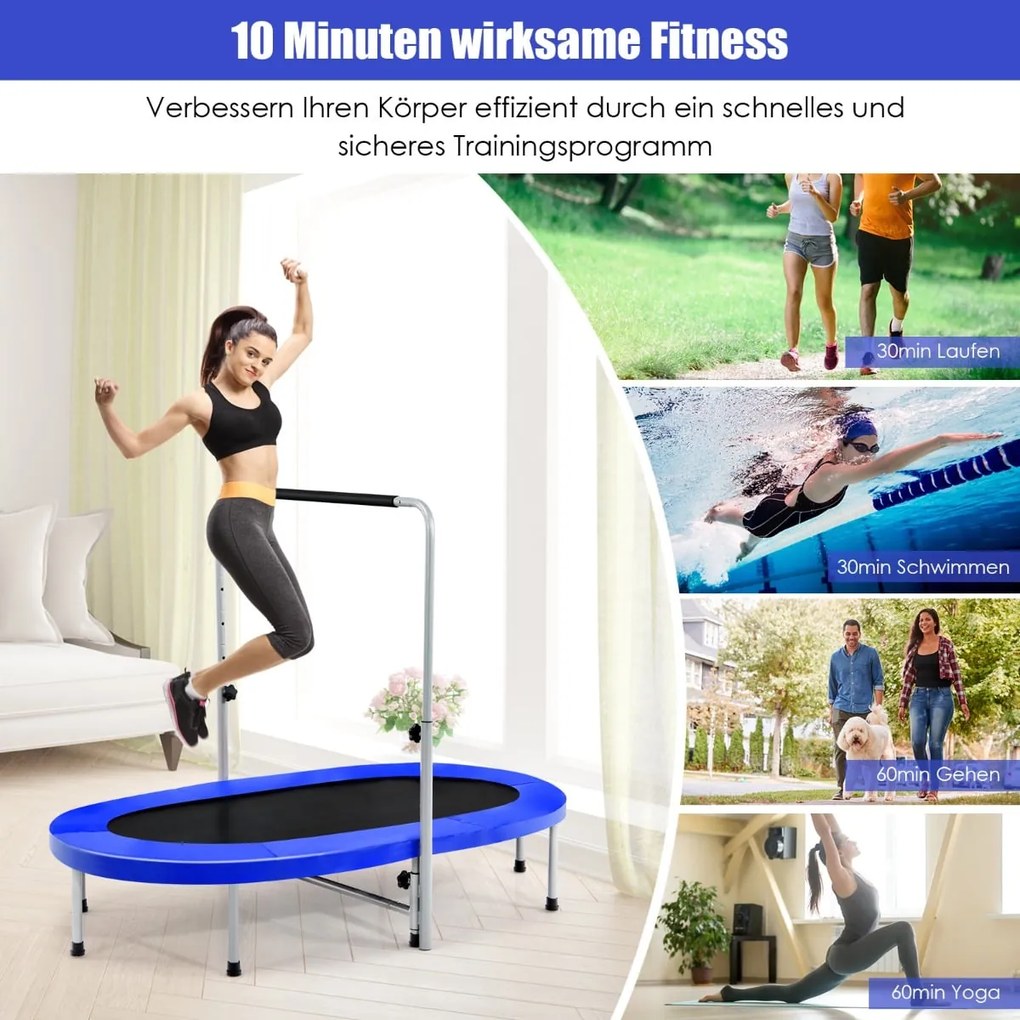 Costway Trampolína pro 2 osoby s výškově nastavitelným madlem mini trampolína