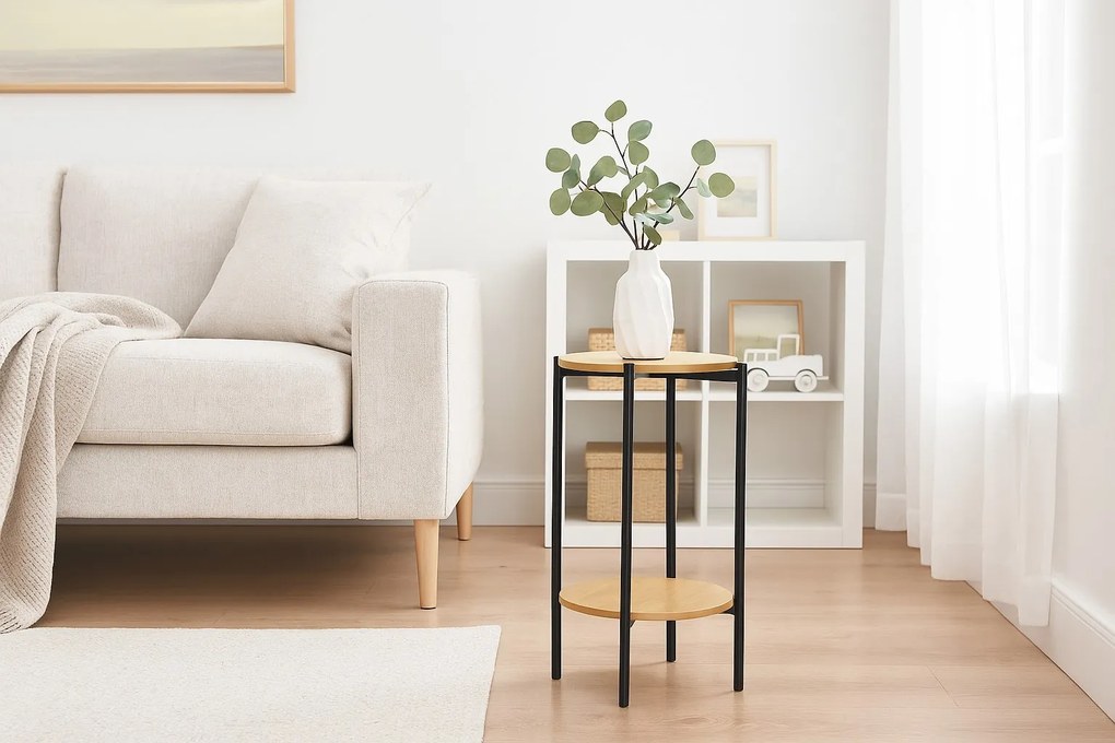 Vysoký odkládací stolek KIRO, Ø 31 x 61 cm, černý