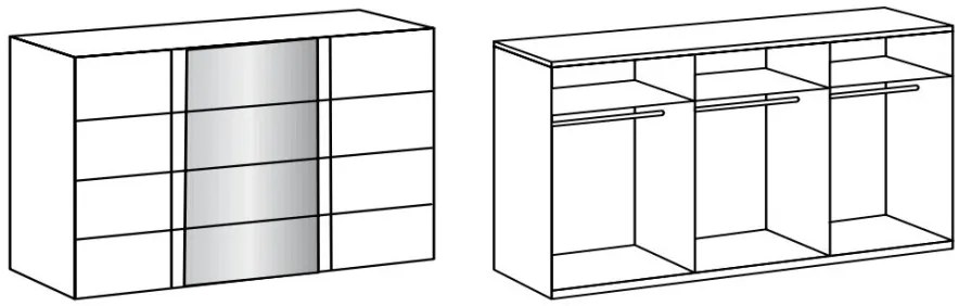 Šatní skříň Bern, šířka 270 cm/výška 208 cm, bílá