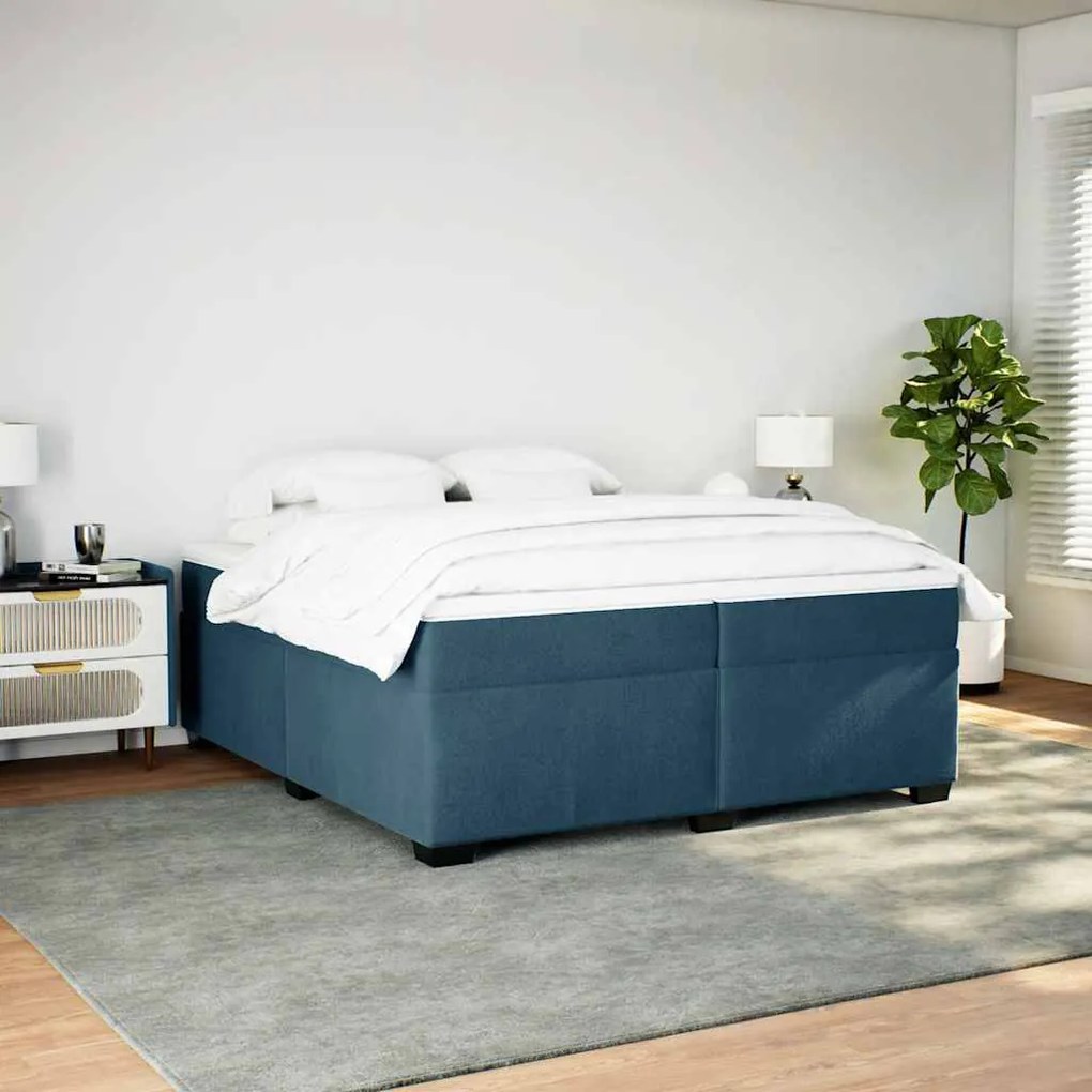 Box spring postel s matrací tmavě modrá 200x200 cm samet 3285309