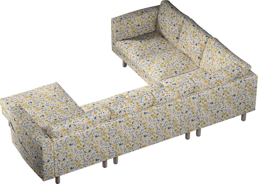 Potah na pohovku IKEA Norsborg rohová, 5-místná se šezlongem barva žlutá látka pletený vzor, vzorované