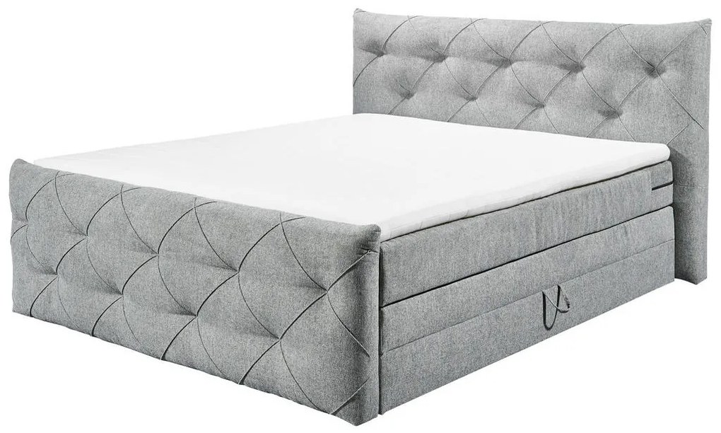 XXXLutz POSTEL BOXSPRING, 180/200 cm, textil, kompozitní dřevo, šedá MID.YOU - Postele boxspring