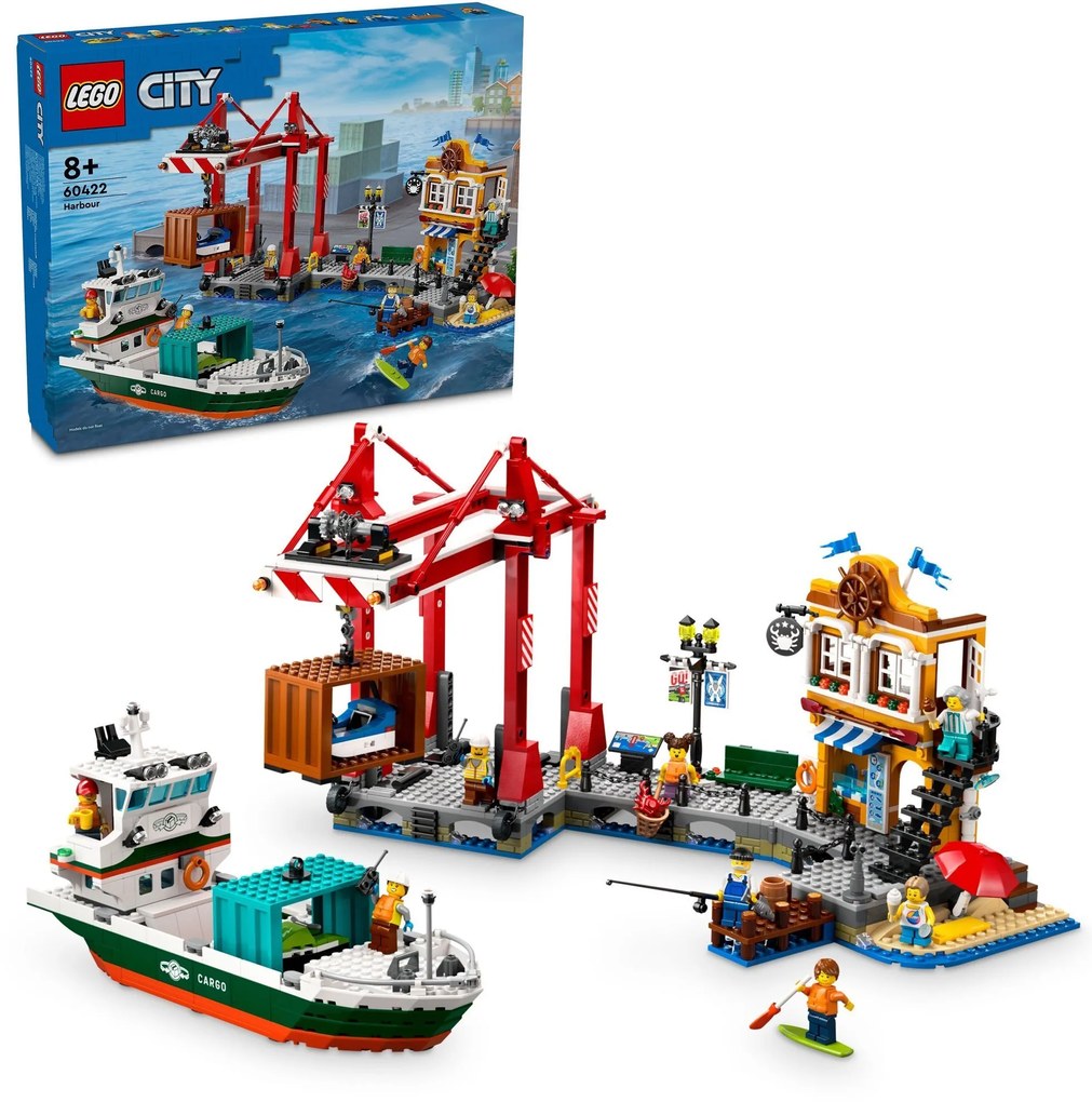 Lego stavebnice lego city 60422 přístav s nákladní lodí