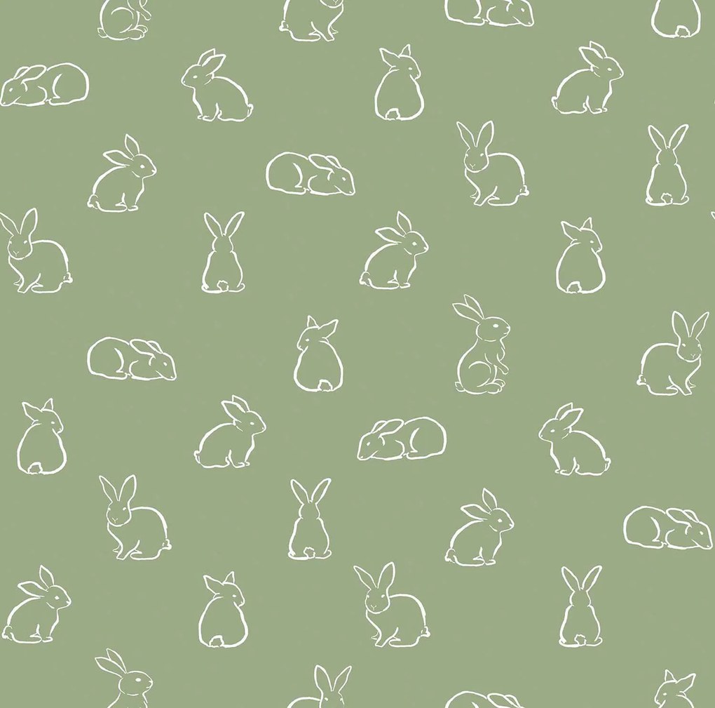 Zelená dětská vliesová tapeta se zajíčky, 17145, MiniMe, Cristiana Masi by Parato