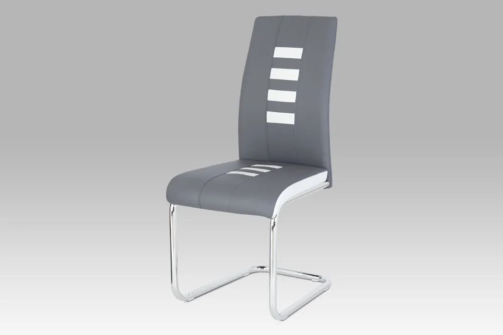 Jídelní židle chrom ekokůže šedá a bílá DCL-961 GREY