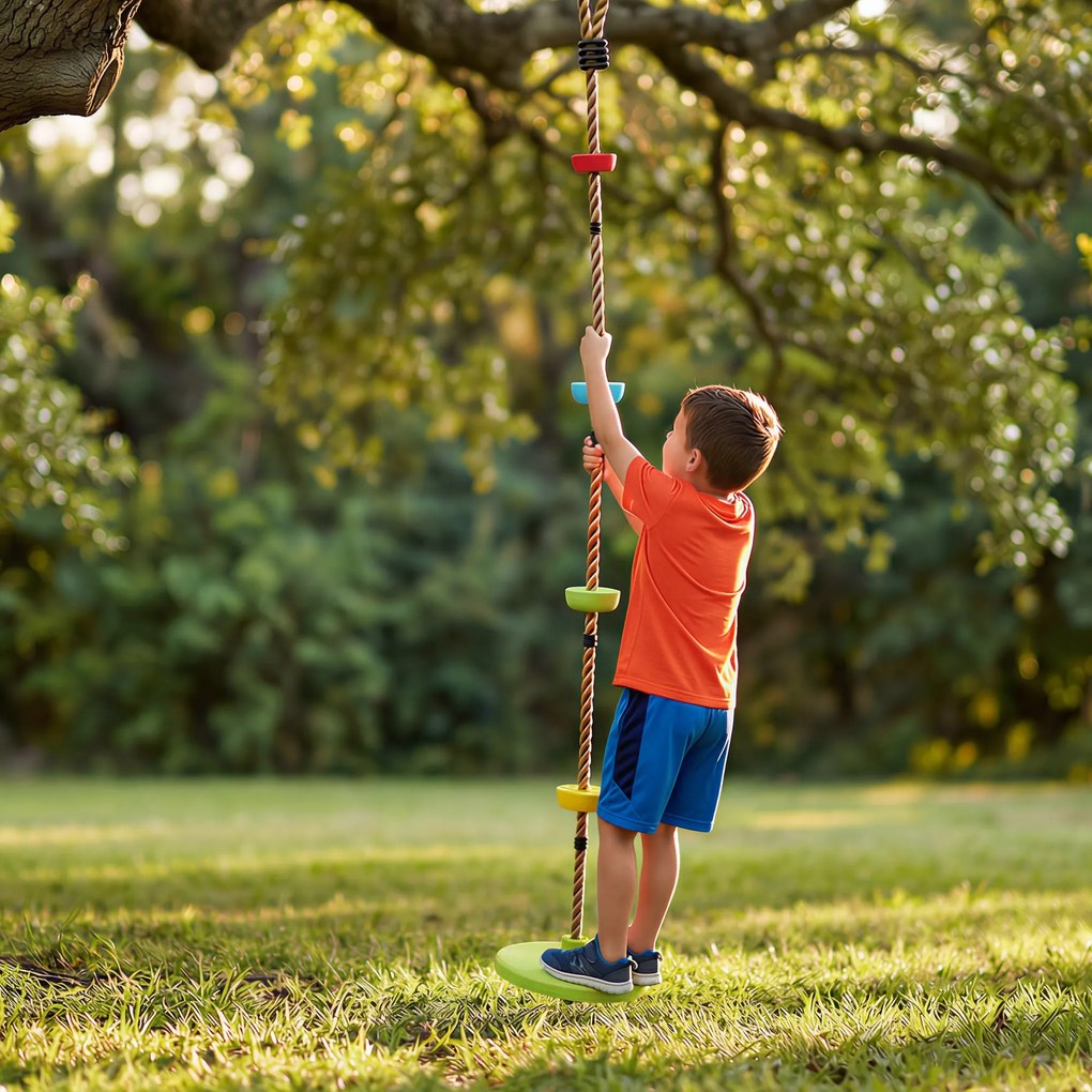 AIYAPLAY Ninja Line dětská slackline sada s houpačkou a stupínky — venkovní herní sada pro děti 3–8 let, zelená