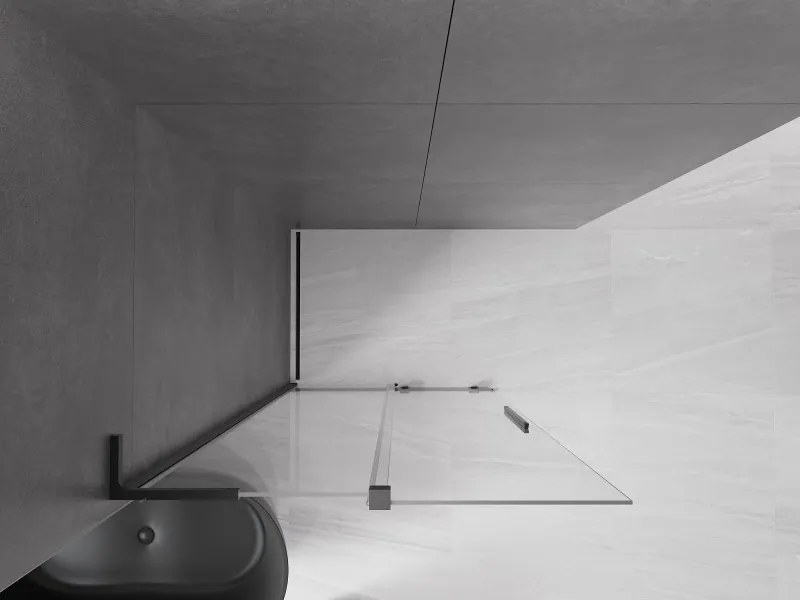Mexen Velar L, posuvná sprchová zástěna Walk-in 90 x 200 cm, 8mm čiré sklo, černá matná, 871-090-003-03-70