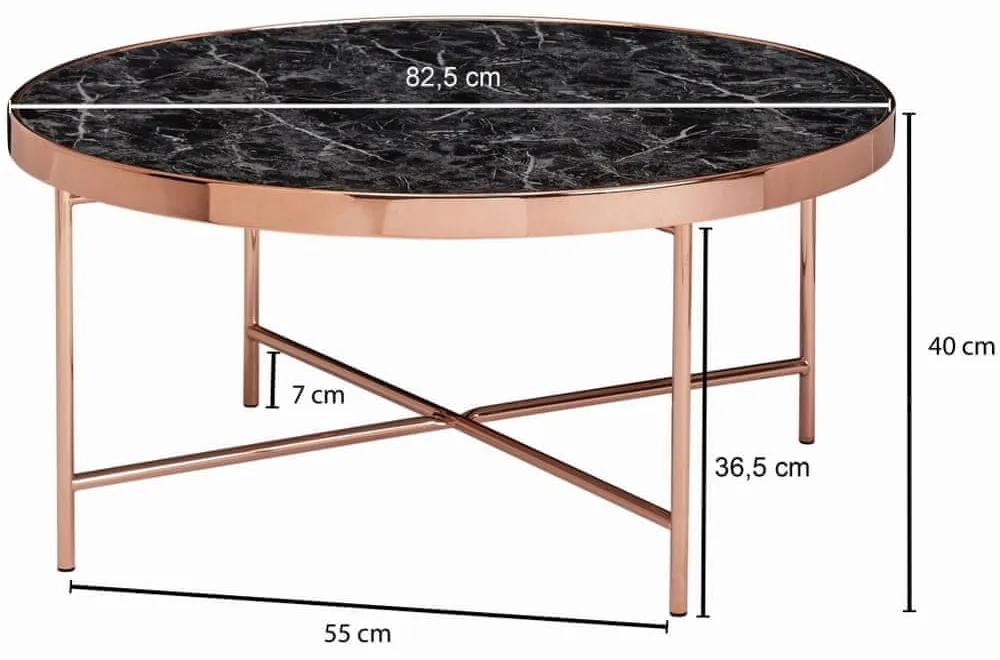 Bruxxi Konferenční stolek Kirst, 82 cm, černý mramor