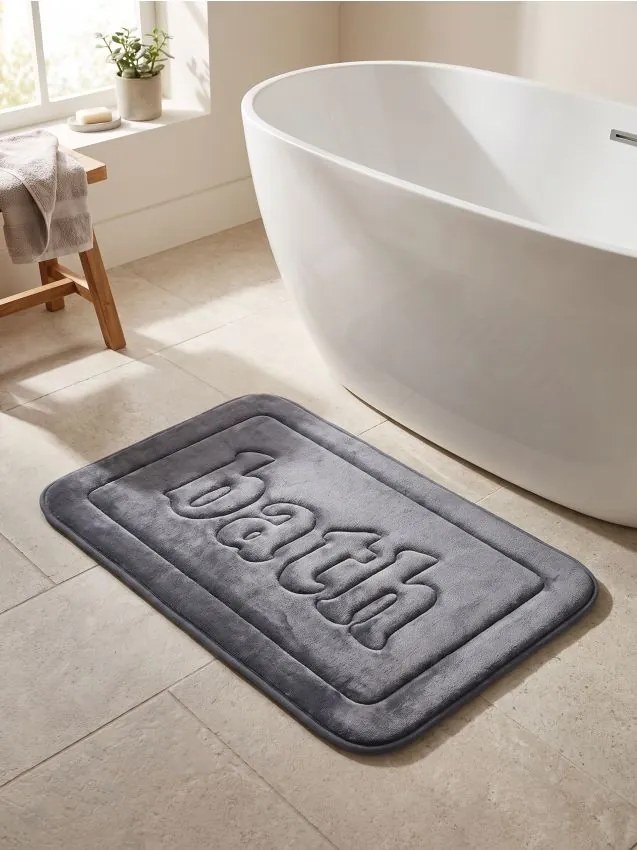 Sinsay - Koupelnový kobereček s nápisem Bath - šedá