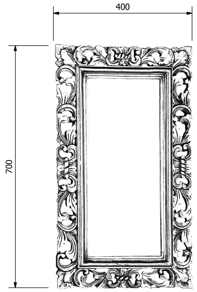 Sapho, SAMBLUNG zrcadlo v rámu, 40x70cm, stříbrná Antique, IN109