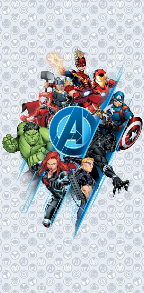 DĚTSKÝ BAVLNĚNÝ RUČNÍK AVENGERS 70X140 CM VZOROVANÝ