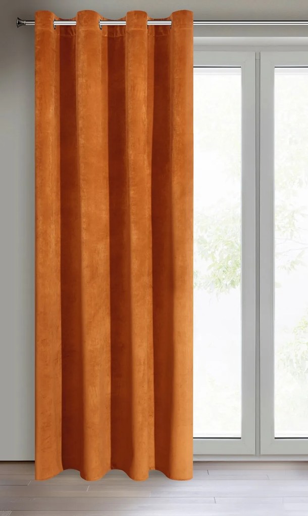 ZATEMŇOVACÍ ZÁVĚS NA KROUŽCÍCH RIA 140X250 CM ORANŽOVÁ